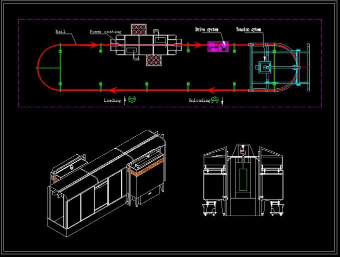 Power Coating Oven Semi Automatic Loading Workpiece Hanging Power ...